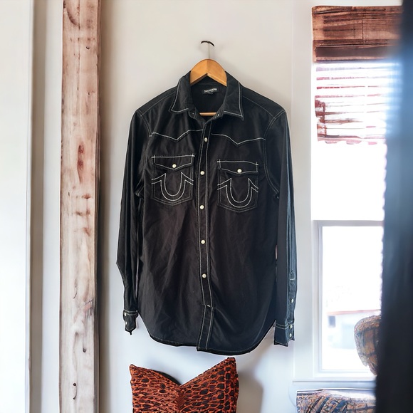 True Religion | Shirts | True Religion Snap Button Black And White ...